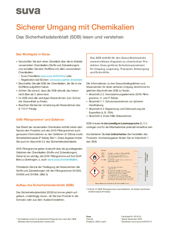 Sicherer Umgang mit Chemikalien